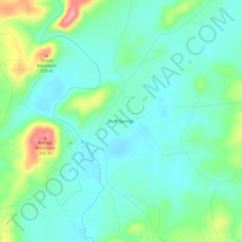 Bluff Springs topographic map, elevation, terrain