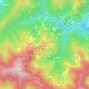 Tudan topographic map, elevation, terrain