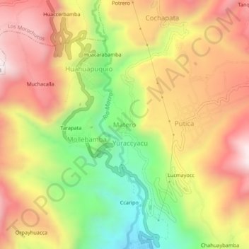 Matero topographic map, elevation, terrain