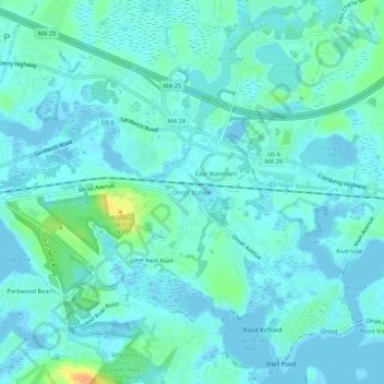 Onset Station topographic map, elevation, terrain
