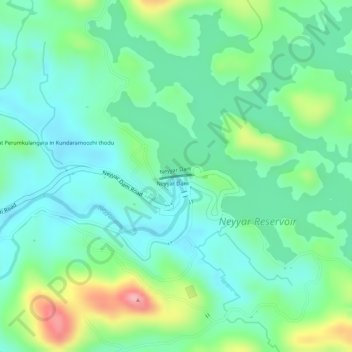 Neyyar Dam topographic map, elevation, terrain