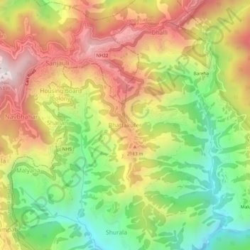 Bhattakufer topographic map, elevation, terrain