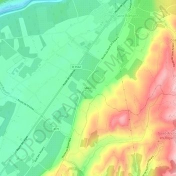 Malot topographic map, elevation, terrain