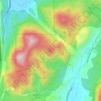 Bukit Temiang topographic map, elevation, terrain