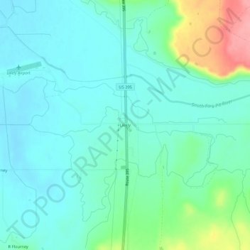 Likely topographic map, elevation, terrain