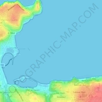 Anse de Perros topographic map, elevation, terrain