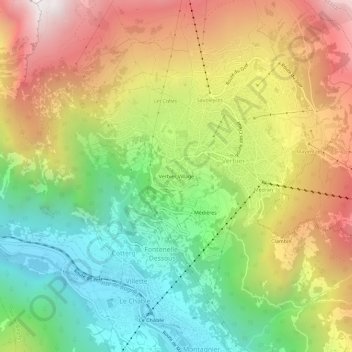 Verbier Village topographic map, elevation, terrain
