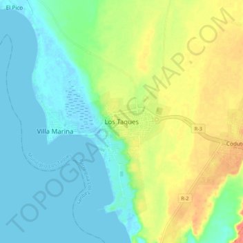 Los Taques topographic map, elevation, terrain