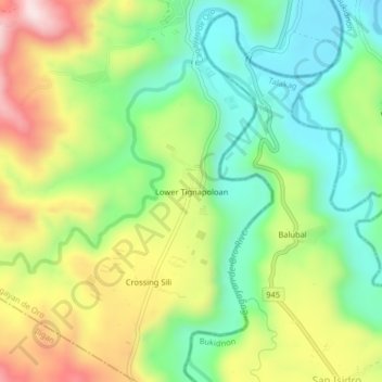 Lower Tignapoloan topographic map, elevation, terrain