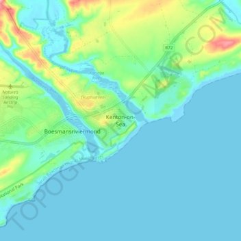 Kenton-on-Sea topographic map, elevation, terrain