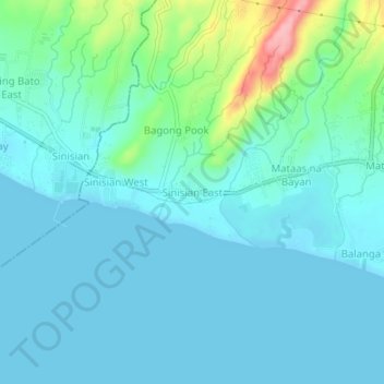 Sinisian East topographic map, elevation, terrain