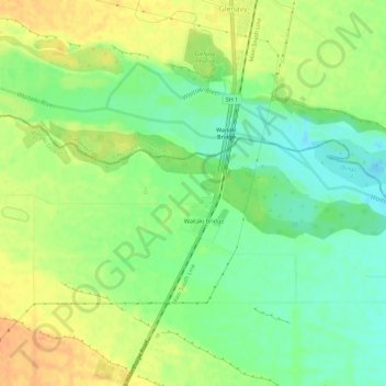 Waitaki Bridge topographic map, elevation, terrain