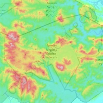 Endau Rompin National Park topographic map, elevation, terrain