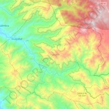 Guayabal topographic map, elevation, terrain