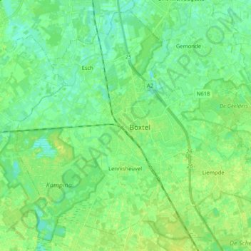Boxtel topographic map, elevation, terrain