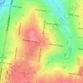 Centenary Heights topographic map, elevation, terrain