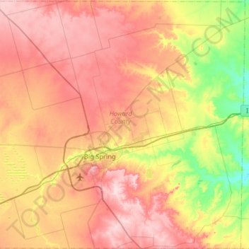 Howard County topographic map, elevation, terrain