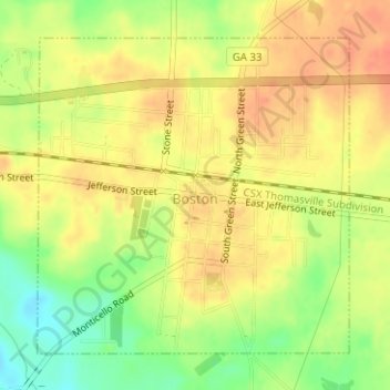Boston topographic map, elevation, terrain