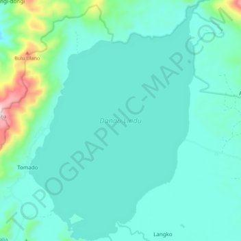 Lake Lindu topographic map, elevation, terrain