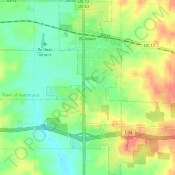 Village of Baldwin topographic map, elevation, terrain