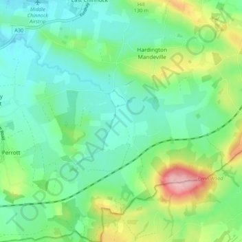 Hardington Mandeville topographic map, elevation, terrain