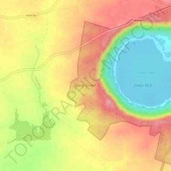 Lonar Crater topographic map, elevation, terrain