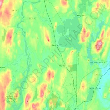Leeds topographic map, elevation, terrain