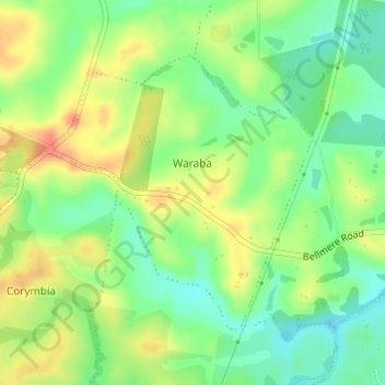 Waraba topographic map, elevation, terrain