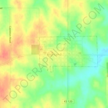 Highland topographic map, elevation, terrain