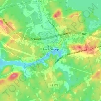 St. George topographic map, elevation, terrain