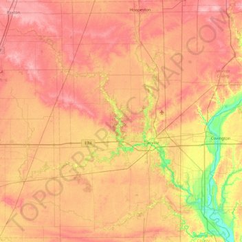 Vermilion County topographic map, elevation, terrain