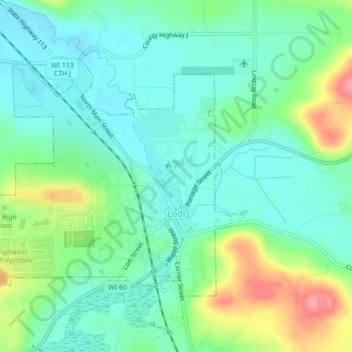 Lodi topographic map, elevation, terrain