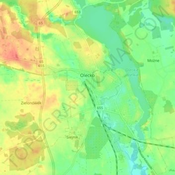 Olecko topographic map, elevation, terrain
