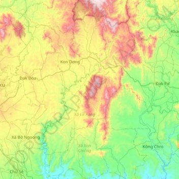 Mang Yang District topographic map, elevation, terrain