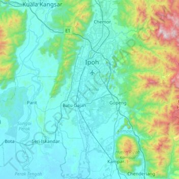 Kinta topographic map, elevation, terrain