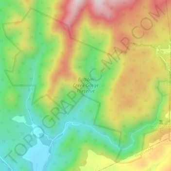 Bottom Creek Gorge Preserve topographic map, elevation, terrain