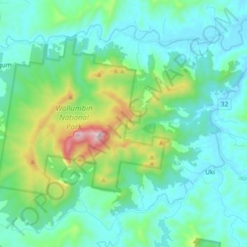 Mount Warning topographic map, elevation, terrain