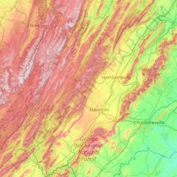 George Washington National Forest topographic map, elevation, terrain