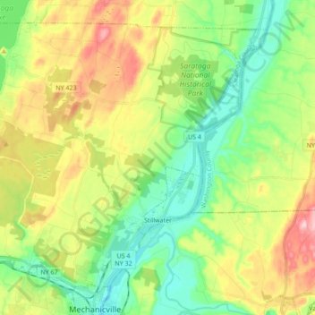 Town of Stillwater topographic map, elevation, terrain