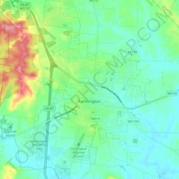 Farmington topographic map, elevation, terrain