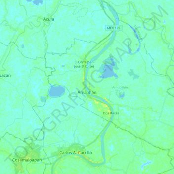 Amatitlán topographic map, elevation, terrain