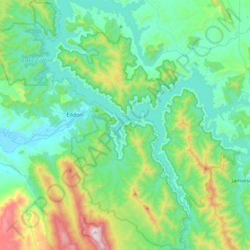 Lake Eildon National Park topographic map, elevation, terrain