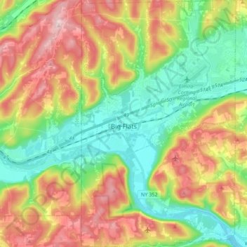 Town of Big Flats topographic map, elevation, terrain