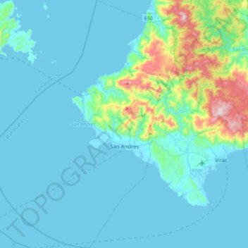 San Andres topographic map, elevation, terrain