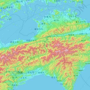 Yoshino River topographic map, elevation, terrain