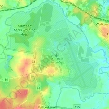 Amberley topographic map, elevation, terrain