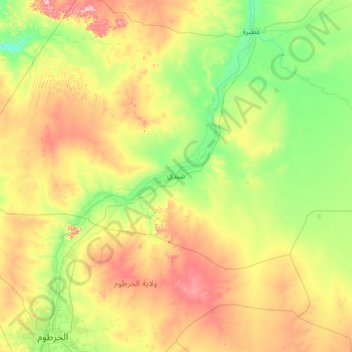 Shendi topographic map, elevation, terrain