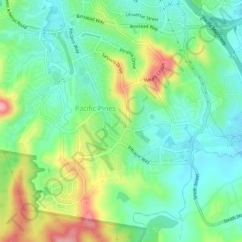 Pacific Pines topographic map, elevation, terrain