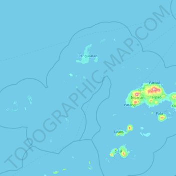 Pangutaran topographic map, elevation, terrain