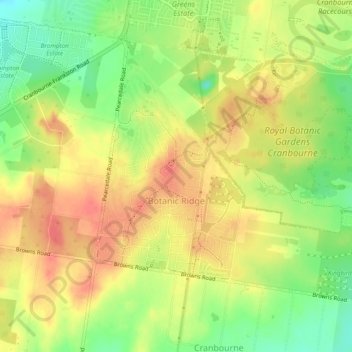 Botanic Ridge topographic map, elevation, terrain